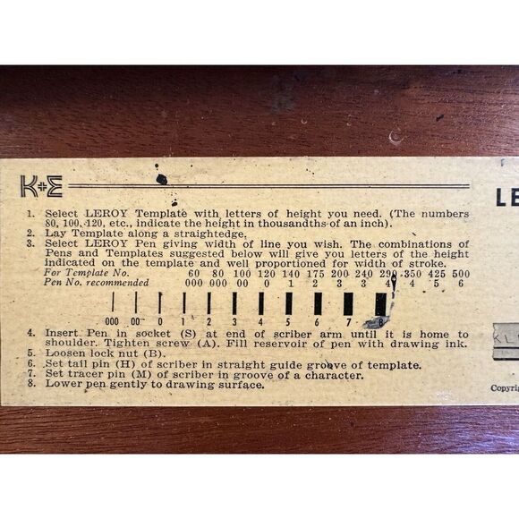 Office | Vintage Keuffel Esser Ke Leroy Lettering Set Drafting Tool ...